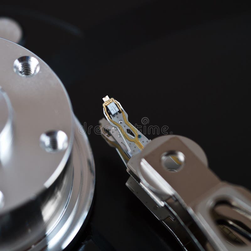 Close-up Opened Hard Disk Drive Stock Photo - Image of cylinder ...