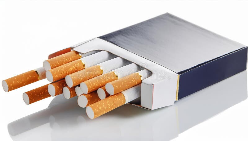 Close Up of Opened Pack of Cigarettes on White Background Stock ...