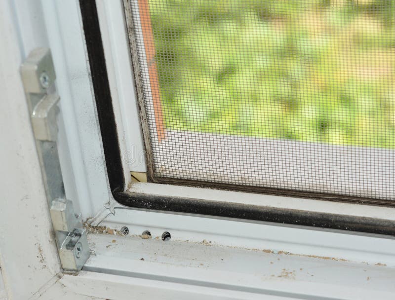 A Close-up on an Opened Upvc / Pvc Window Frame with Rubber Seal, Lock ...