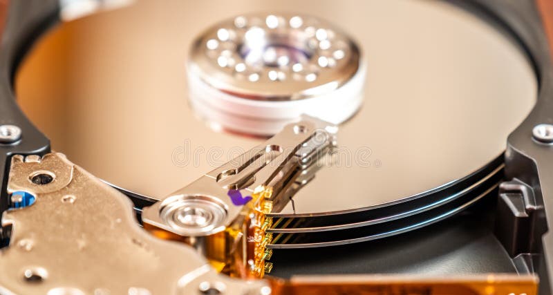 Close-up of an Operating Computer Harddisk Reading and Writing Data ...