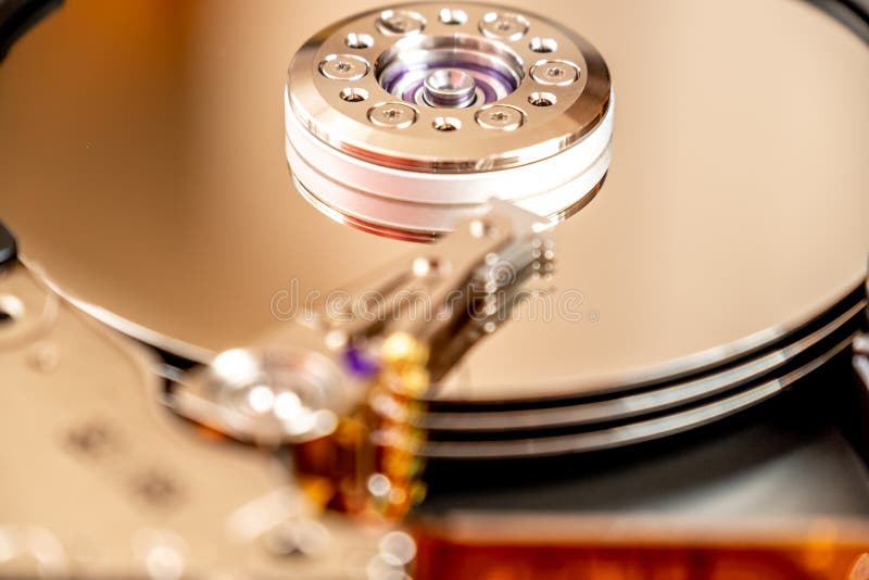 Close-up of an Operating Computer Harddisk Reading and Writing Data ...