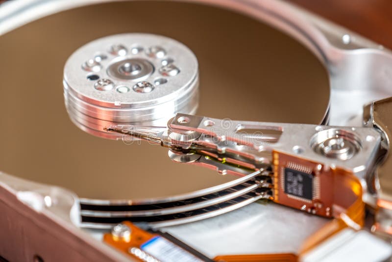 Close-up of an Operating Computer Harddisk Reading and Writing Data ...