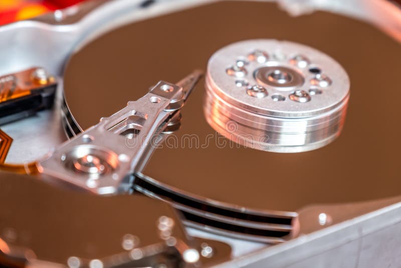 Close-up of an Operating Computer Harddisk Reading and Writing Data ...