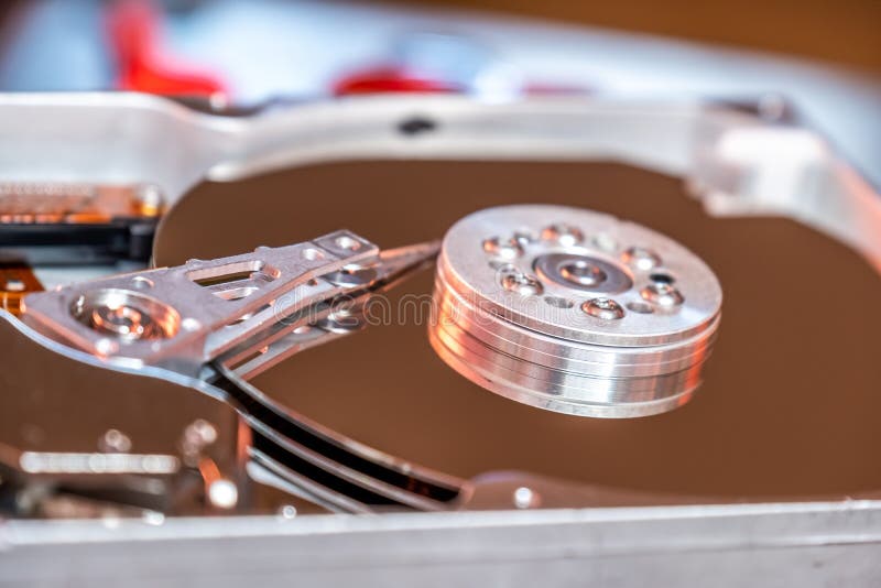 Close-up of an Operating Computer Harddisk Reading and Writing Data ...