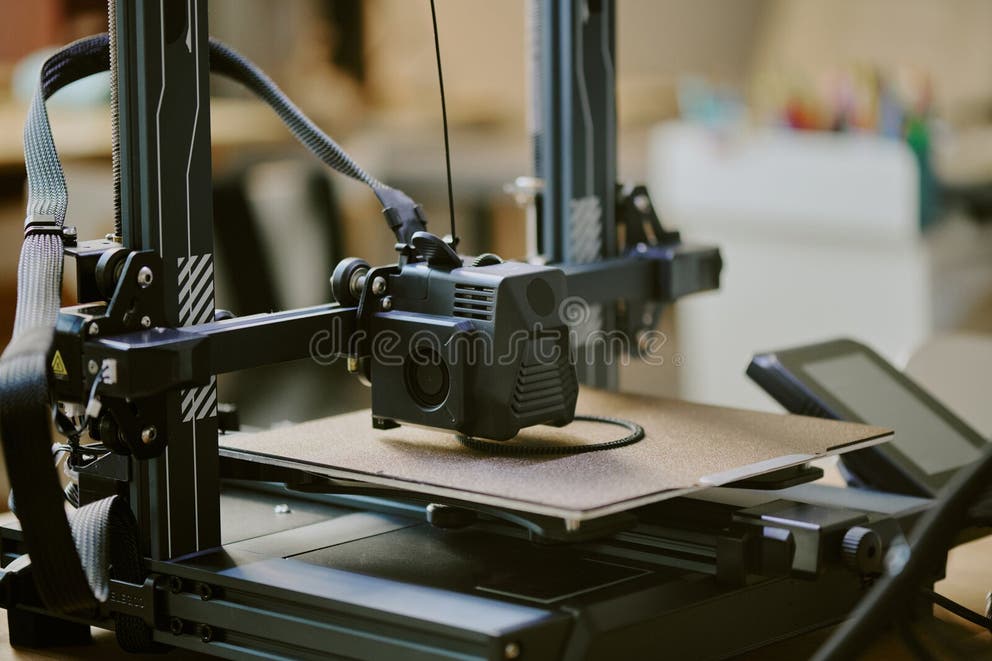 Close-Up of Operating 3D Printer in Workshop Setting Stock Image ...