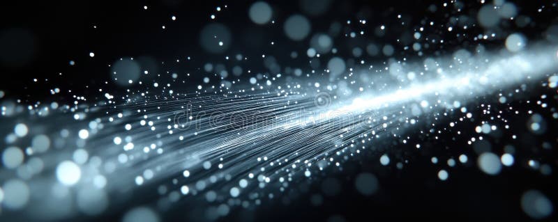 Close-up of an Optical Fiber Cable with Glowing Points of Light ...