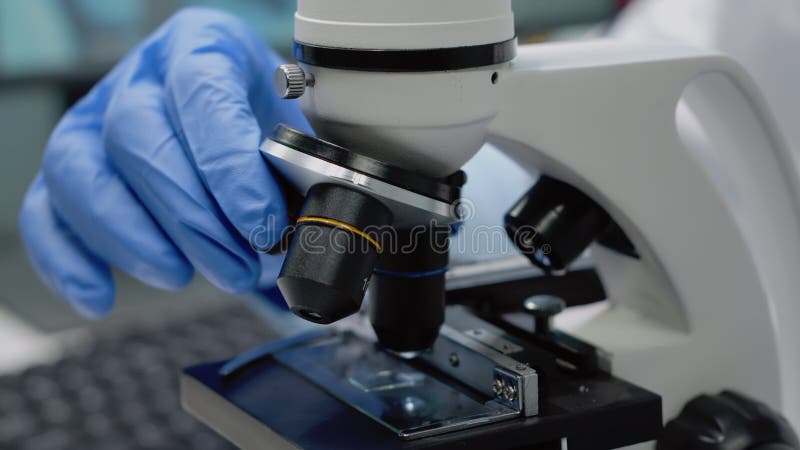 Science, Lens or Doctor Hands with Microscope in Lab for DNA Study ...
