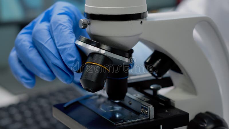 Close Up of Optical Lens from Microscope in Science Laboratory Stock ...