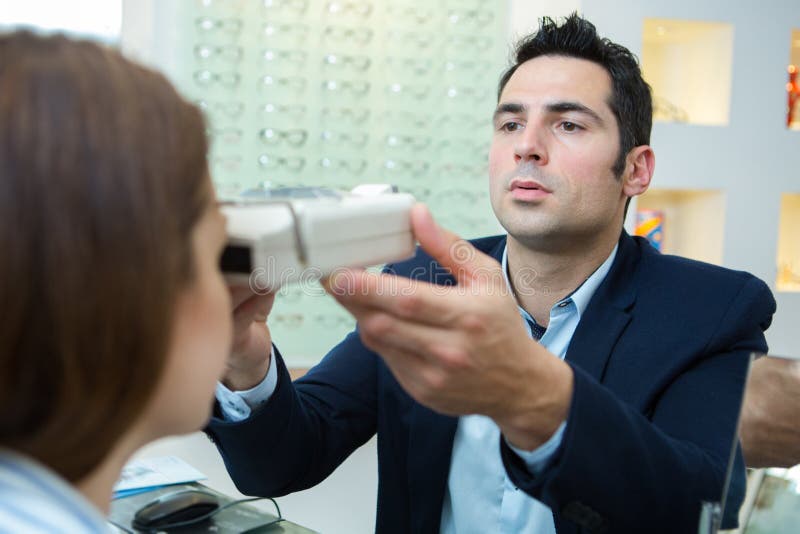 Close Up Optometry Eye Test Stock Photo - Image of device, person ...
