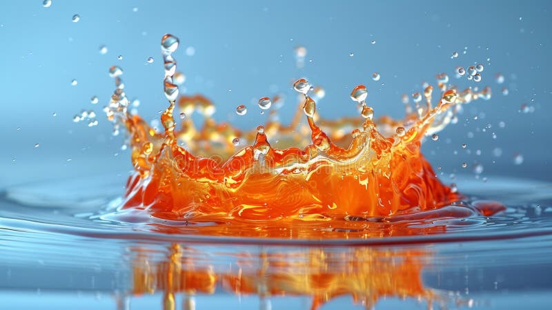 A Close Up of a Orange Being Splashed with Water, AI Stock Illustration ...