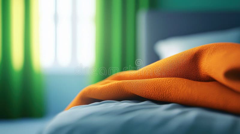 Close-Up of Orange Blanket on Bed Stock Illustration - Illustration of ...
