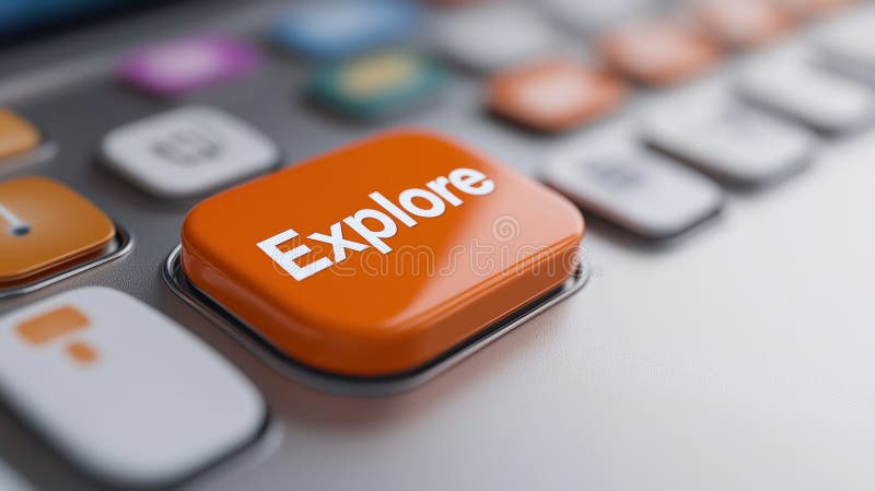 A Close Up of an Orange Button on a Keyboard with the Word Explore, AI ...
