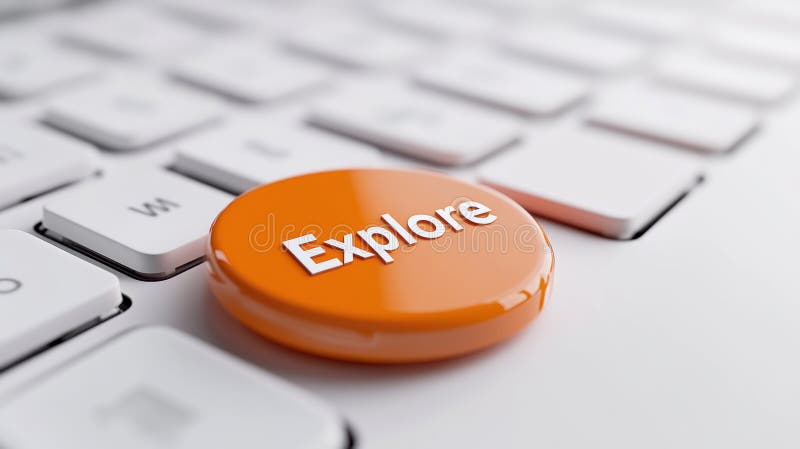 A Close Up of an Orange Button on a Keyboard with the Word Explore, AI ...