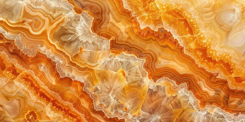 The Close Up Orange Calcite Stone with Wave Pattern on Surface of Stone ...