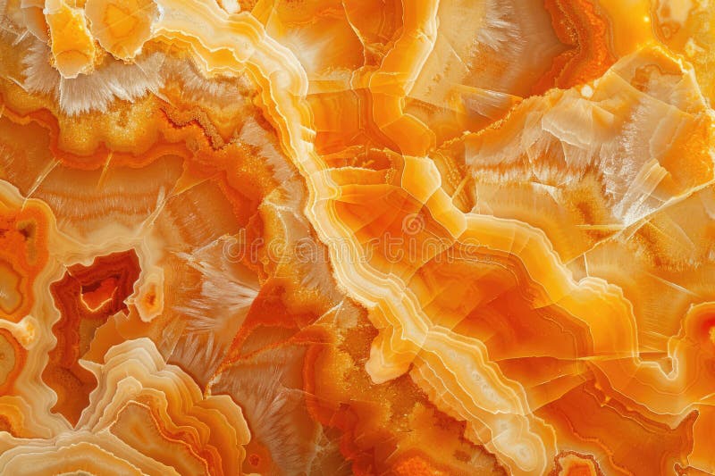 The Close Up Orange Calcite Stone with Wave Pattern on Surface of Stone ...