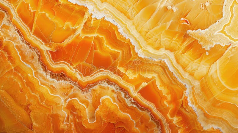 The Close Up Orange Calcite Stone with Wave Pattern on Surface of Stone ...