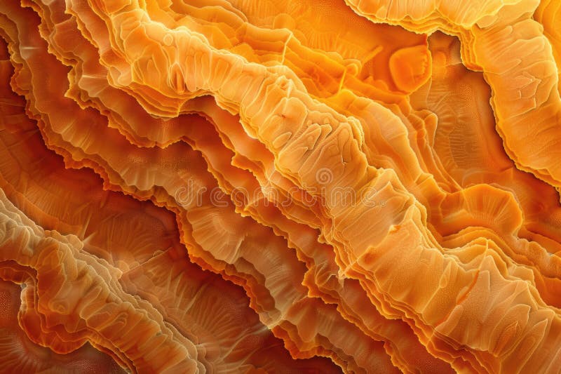 The Close Up Orange Calcite Stone with Wave Pattern on Surface of Stone ...