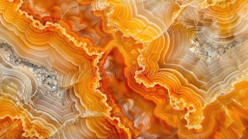 The Close Up Orange Calcite Stone with Wave Pattern on Surface of Stone ...