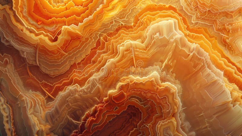 The Close Up Orange Calcite Stone with Wave Pattern on Surface of Stone ...