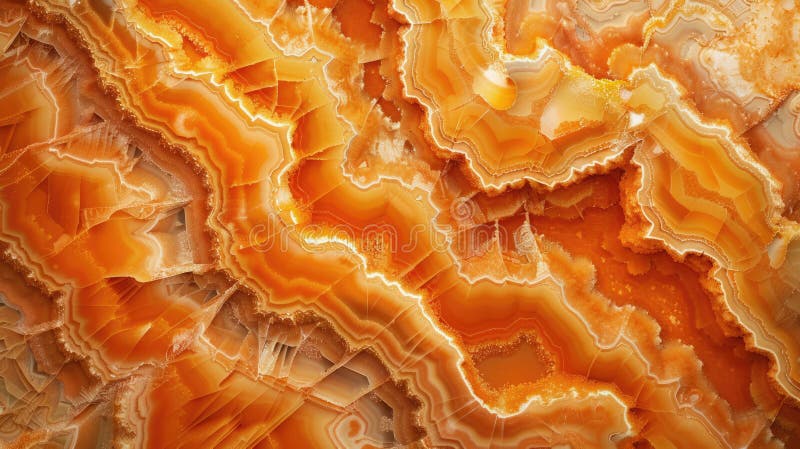 The Close Up Orange Calcite Stone with Wave Pattern on Surface of Stone ...