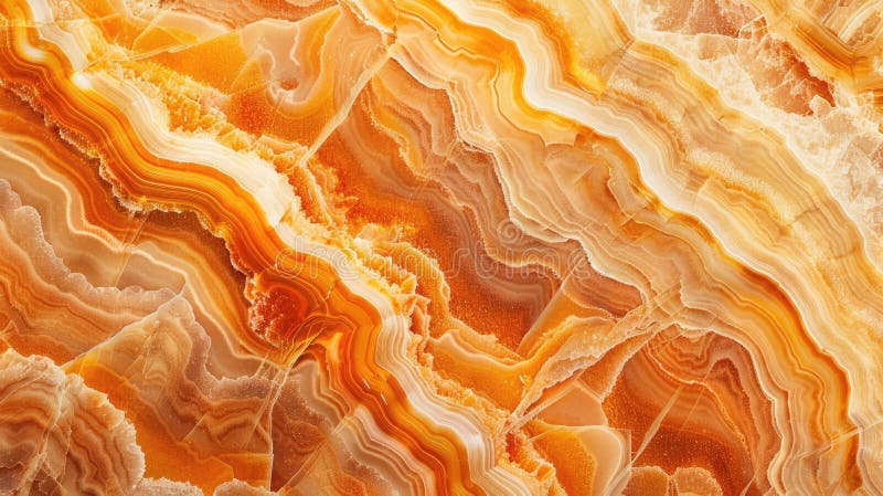 The Close Up Orange Calcite Stone with Wave Pattern on Surface of Stone ...