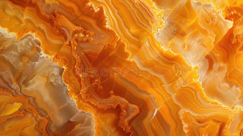 The Close Up Orange Calcite Stone with Wave Pattern on Surface of Stone ...