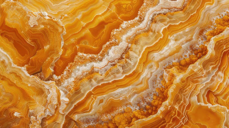The Close Up Orange Calcite Stone with Wave Pattern on Surface of Stone ...