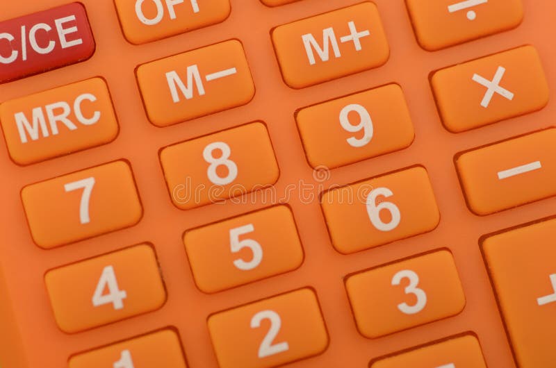 A Close-up of an Orange Calculator, Highlighting the Numerical Keys and ...