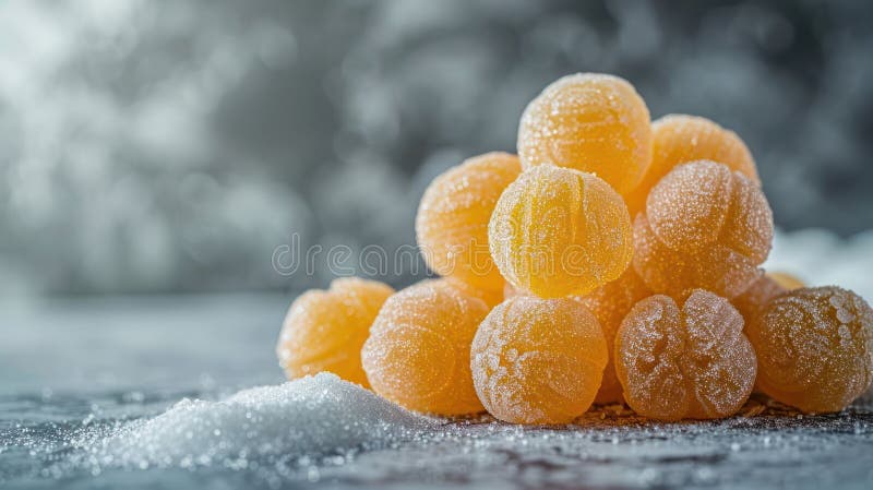 Delicious Orange Gummy Candies Coated in Sugar Crystals Stock ...