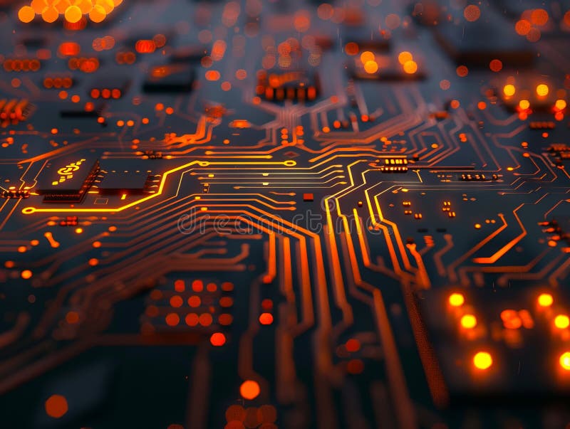 A Close Up of an Orange Circuit Board Stock Illustration - Illustration ...
