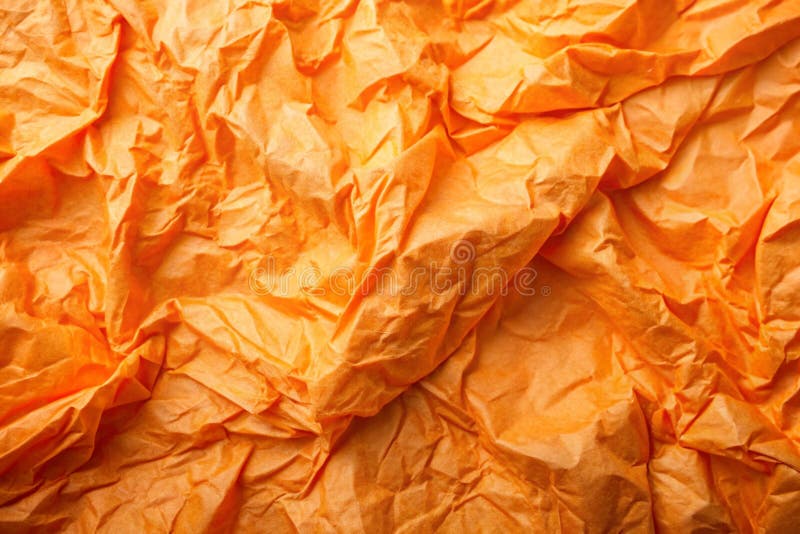 Close-up of Orange Crumpled Paper Texture Stock Illustration ...