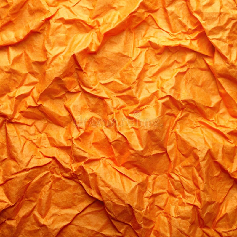 Close-up of Orange Crumpled Paper Texture Stock Illustration ...