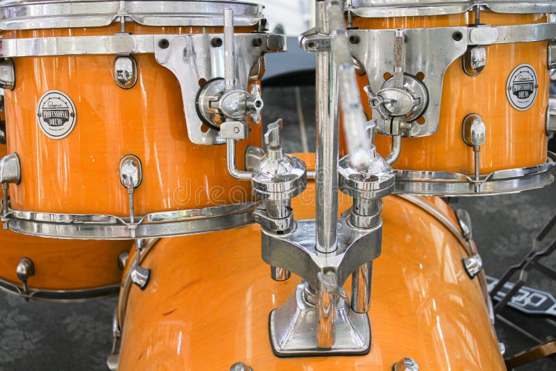 Close Up of Orange Drum Kit Stock Photo - Image of close, performance ...