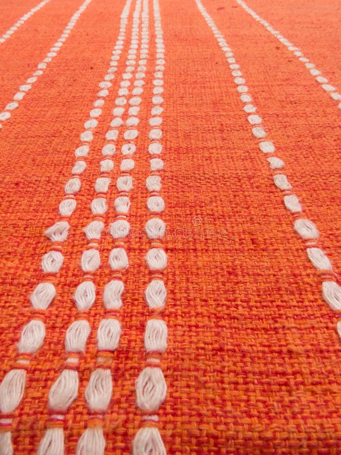 Close Up of Orange Fabric Patterns with White Lines Stock Image - Image ...