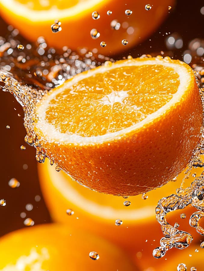 A Close Up of an Orange Falling into the Water Stock Photo - Image of ...