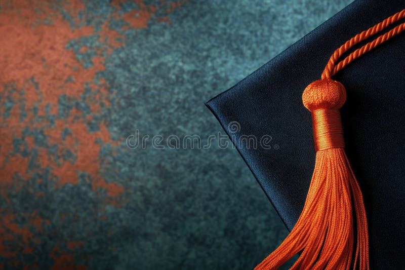 Close-Up of an Orange Graduation Cap Tassel Stock Illustration ...