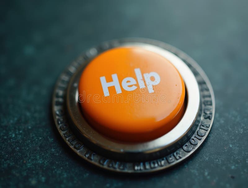 Orange Help Button Showing Support and Assistance Stock Illustration ...