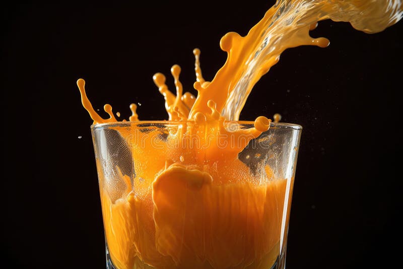 Close-up of Orange Juice Splash in a Glass Stock Photo - Image of ...