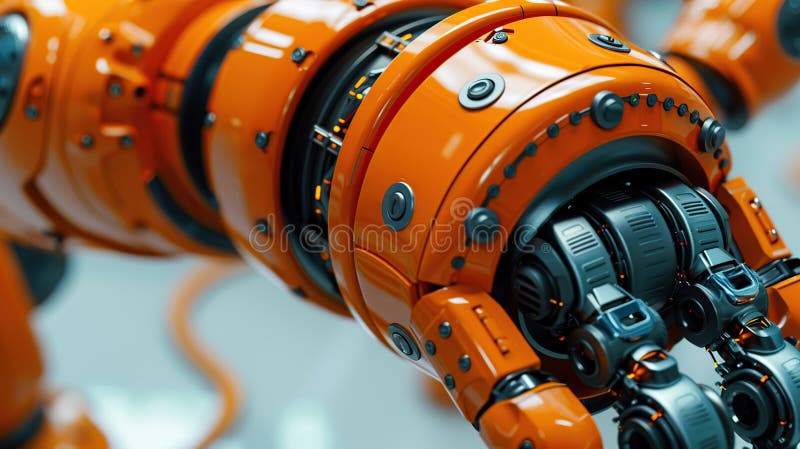 Close-up of an Orange Robotic Arm with Visible Gears and Joints Stock ...