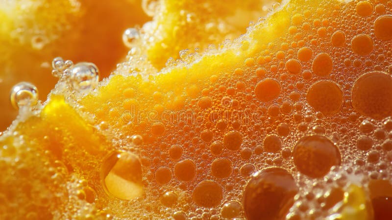 Close-up of Orange Slice with Bubbles and Frothy Texture Stock Image ...