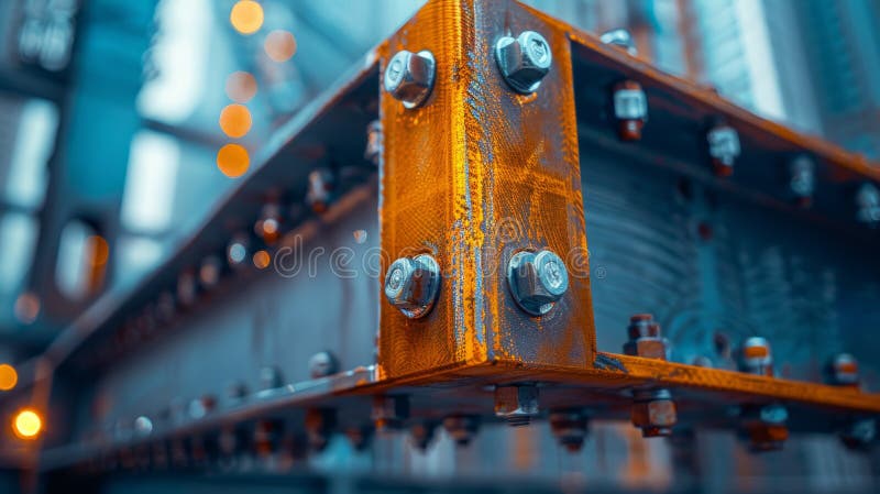 Close-up of an Orange Steel Beam with Bolts Stock Photo - Image of ...