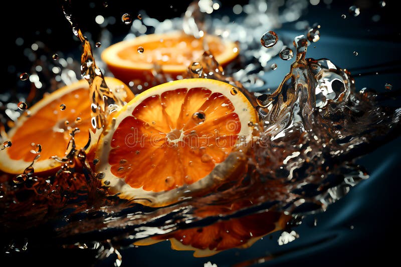 Close Up Orange Under Water with Splashes Stock Illustration ...