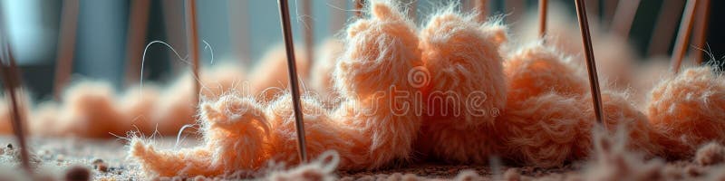 Close-up of Orange Yarn Texture with Fuzzy Fibers and Vertical Threads ...
