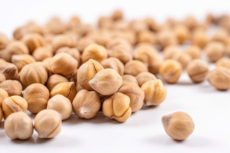 Close-up of Organic Chickpeas on a White Background Stock Illustration ...