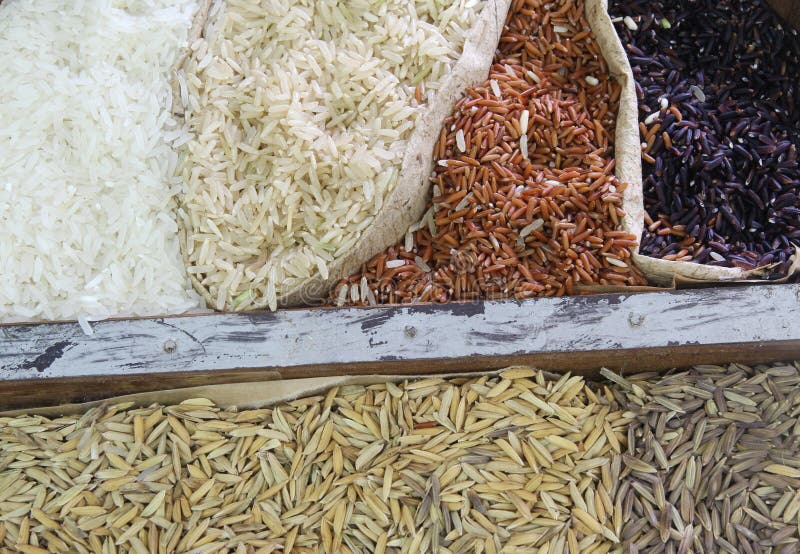 Close Up Organic Rice in Sack Bag Stock Image - Image of grained, macro ...