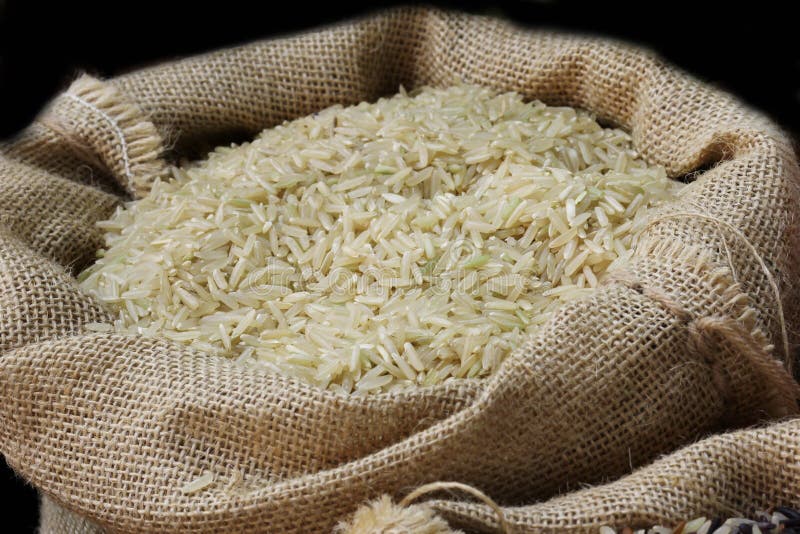 Rice in sack stock image. Image of market, nutrition - 34894545