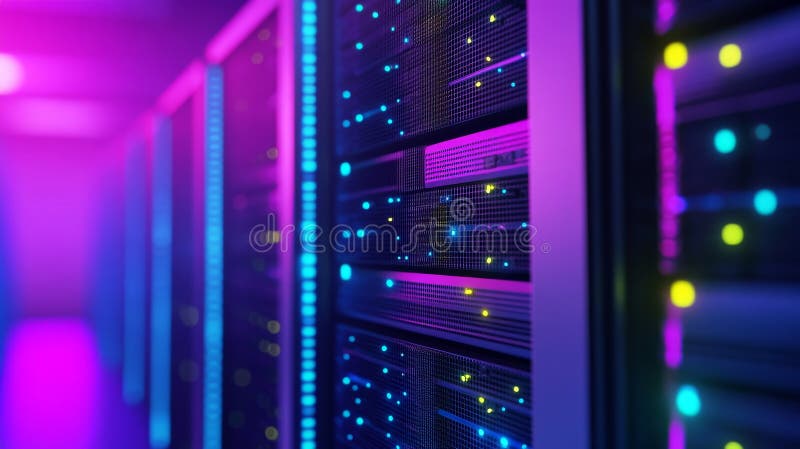 Closeup of Organized Server Racks in Data Center Hightech Data Center ...