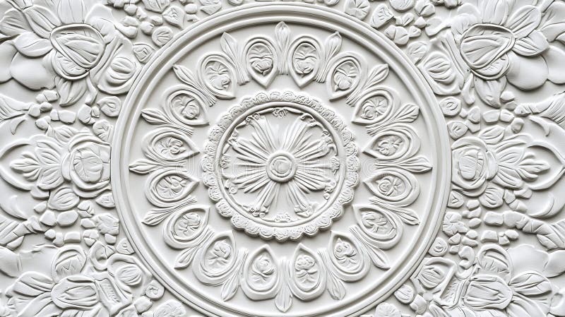 Close-up of an Ornamental Bas-relief Design, White Stucco, Architecture ...