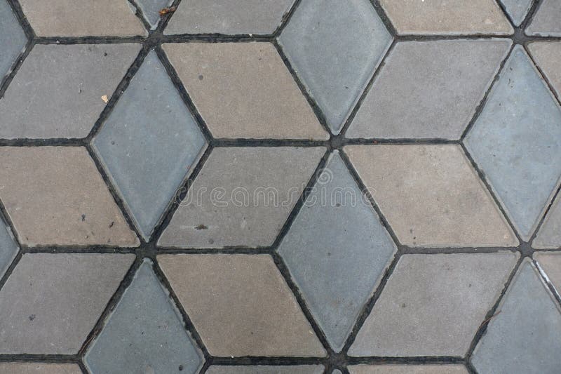 Close-up of Ornamental Pavement Made of Brown and Grey Concrete Blocks ...