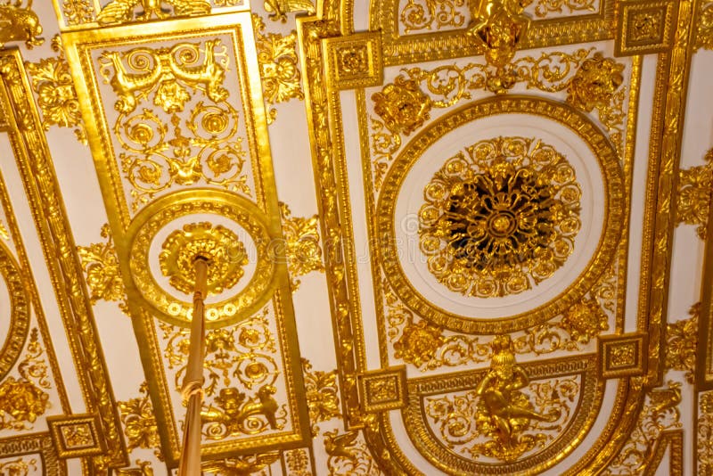 Close-up of Ornate Gilded Golden Ceiling Stock Photo - Image of inside ...